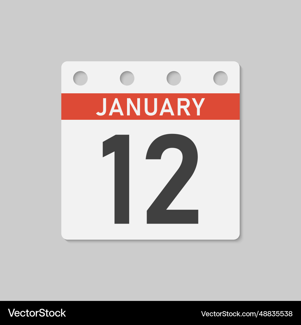 Icon page calendar day - 12 january Royalty Free Vector