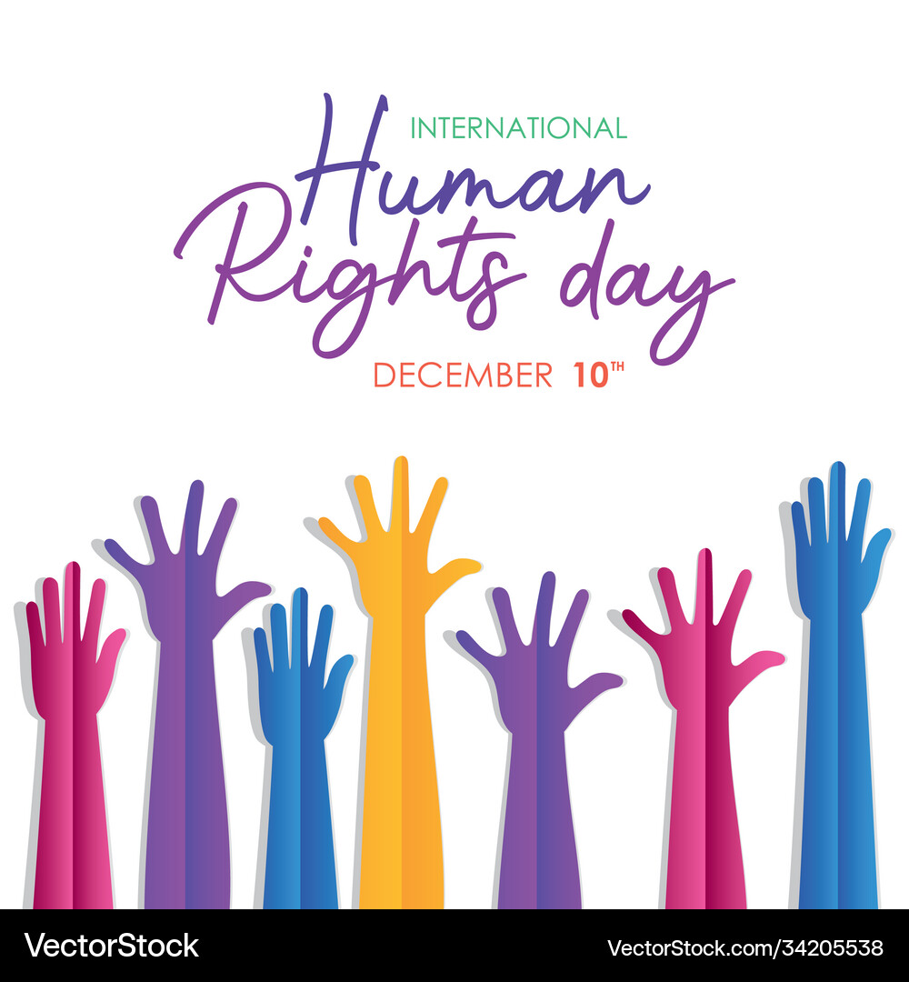 International human rights and hands up Royalty Free Vector