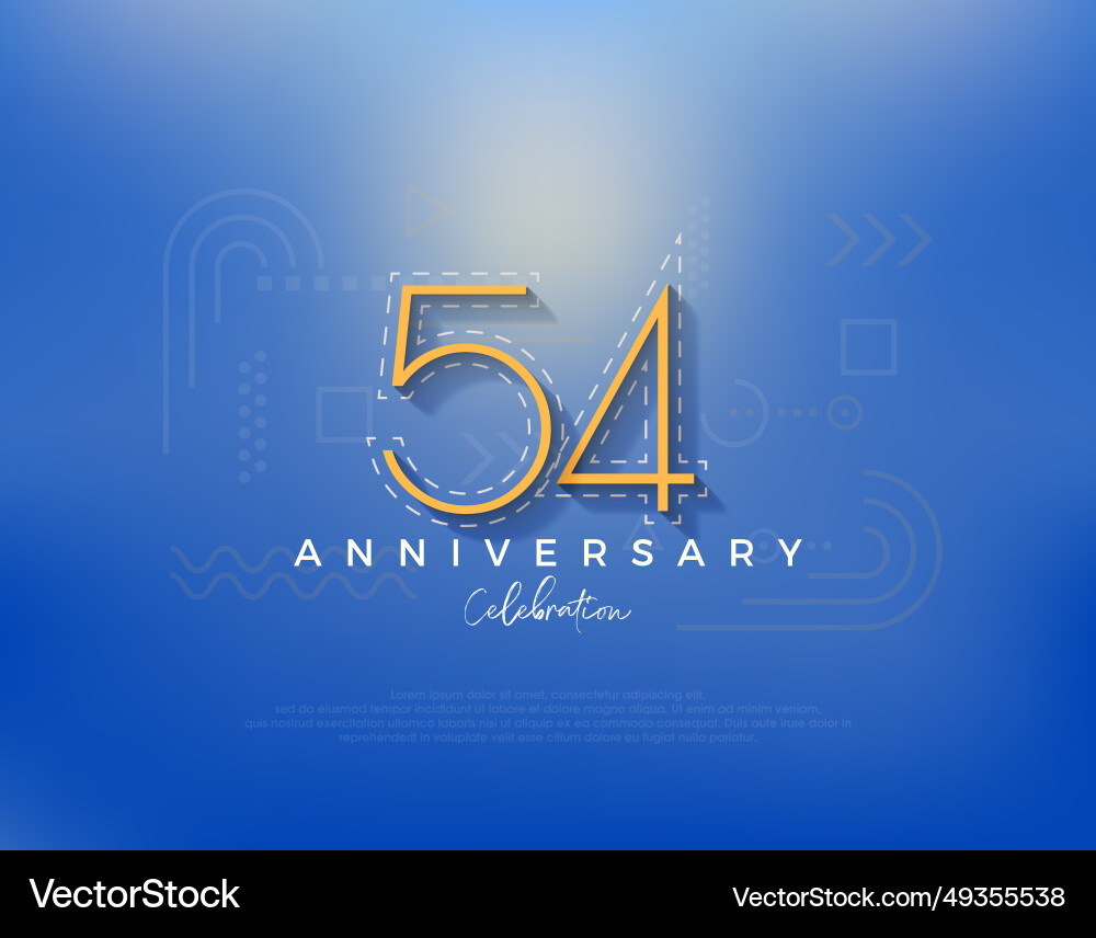 Line art number design for 54th anniversary Vector Image
