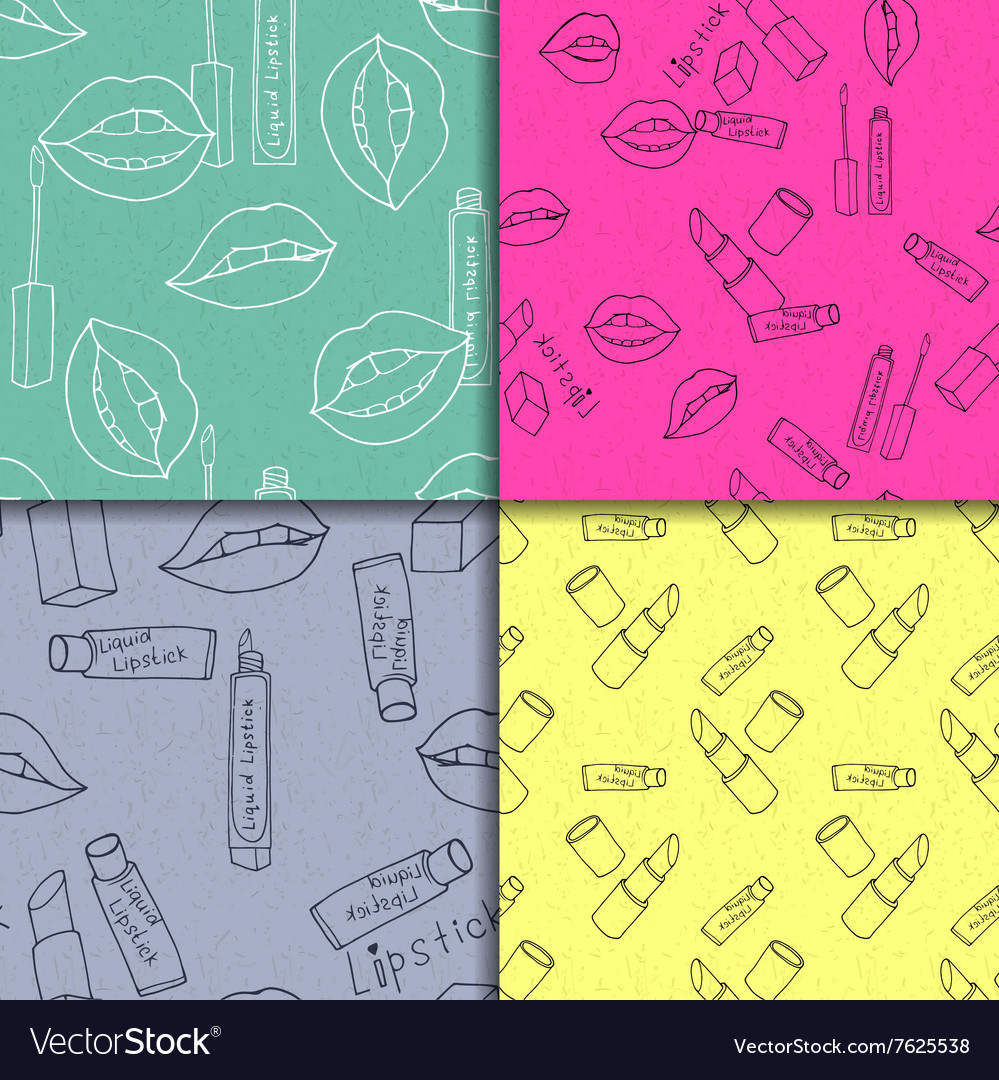 Makeup seamless pattern set Royalty Free Vector Image