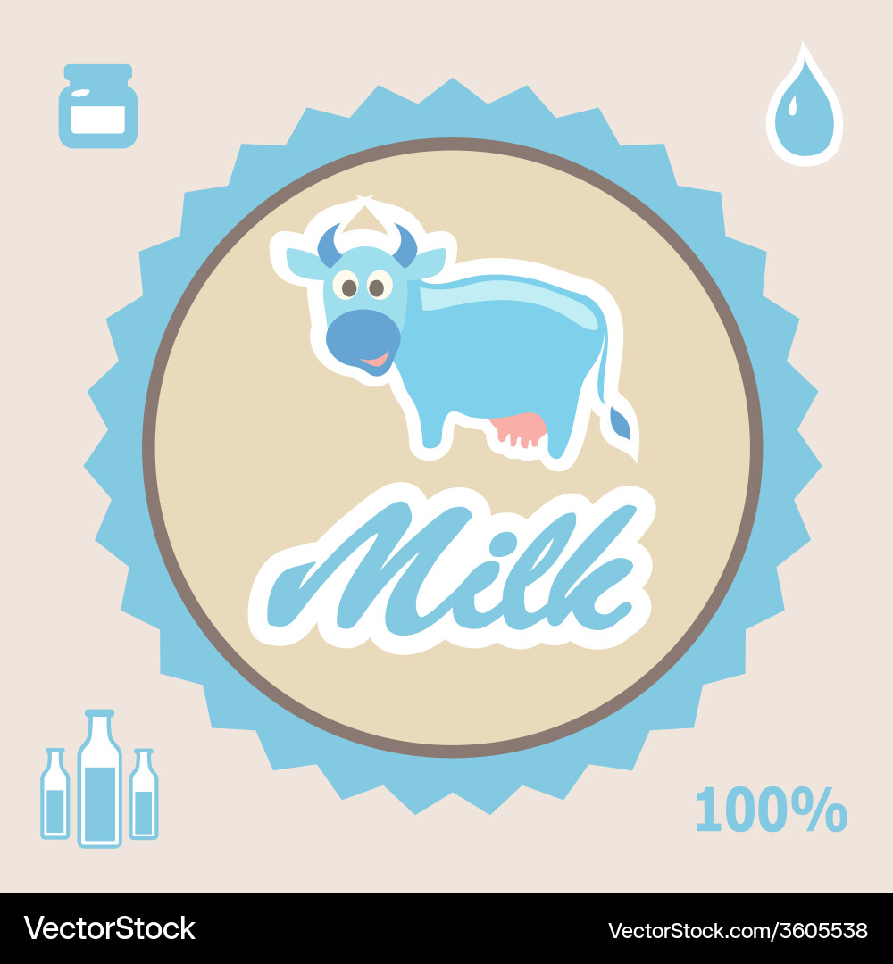 Milk label with cow Royalty Free Vector Image - VectorStock