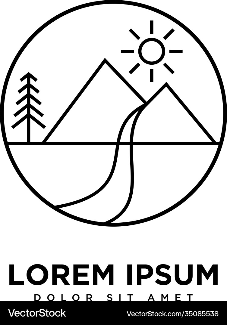 Mountain design line design landscape symbol Vector Image