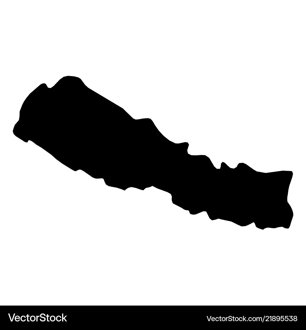 Nepal - solid black silhouette map of country area
