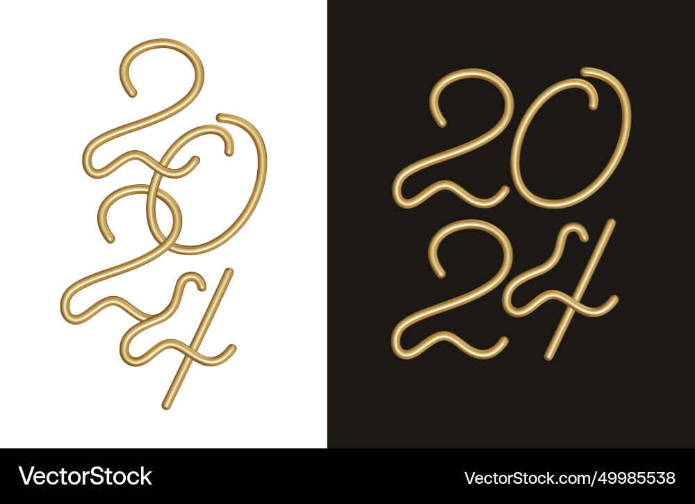 New year 2024 gold number Royalty Free Vector Image