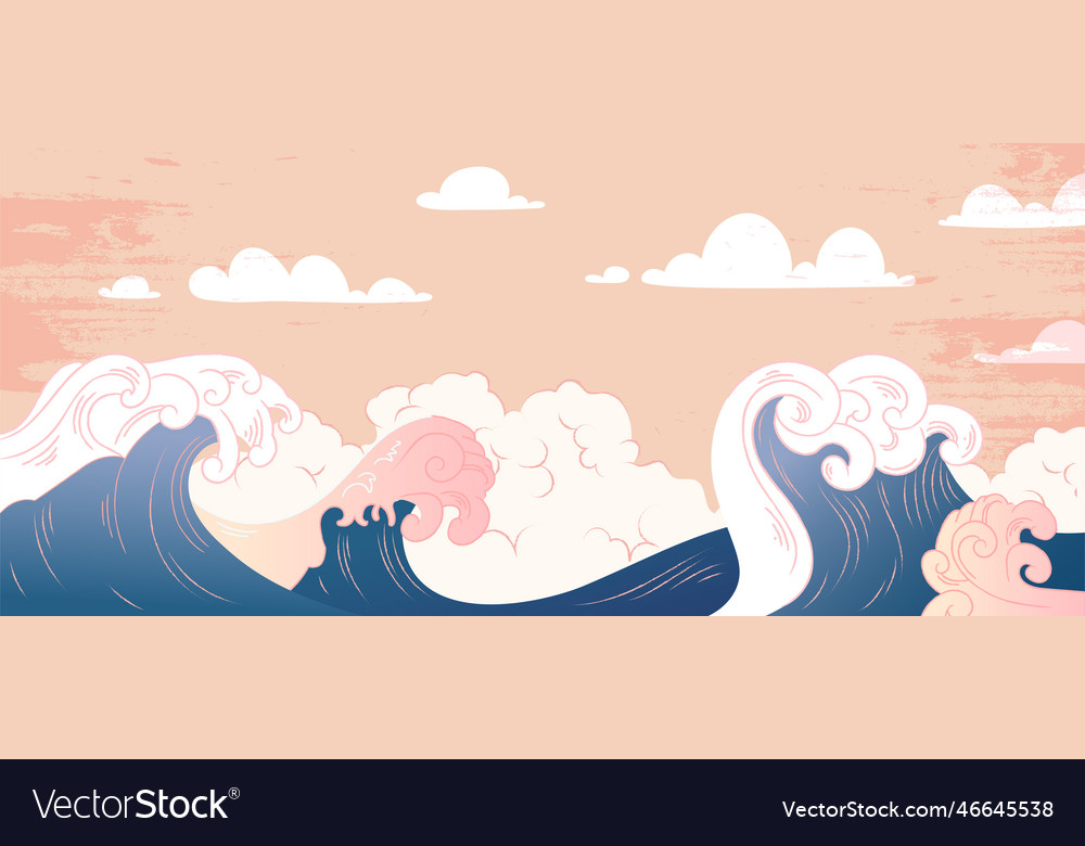 Ocean big wave Royalty Free Vector Image - VectorStock