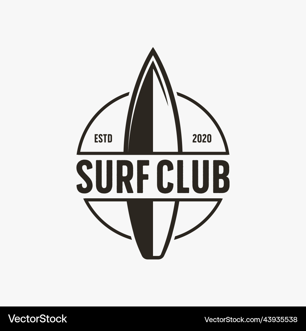 Ocean surf club logo design Royalty Free Vector Image