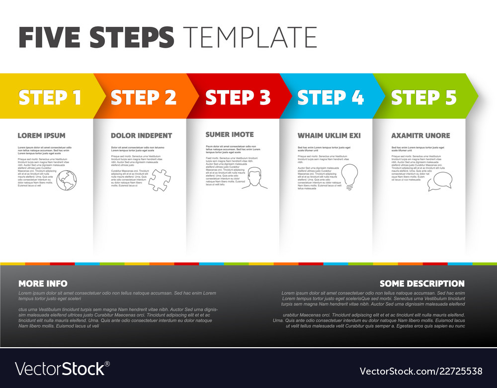 Progress five steps template Royalty Free Vector Image