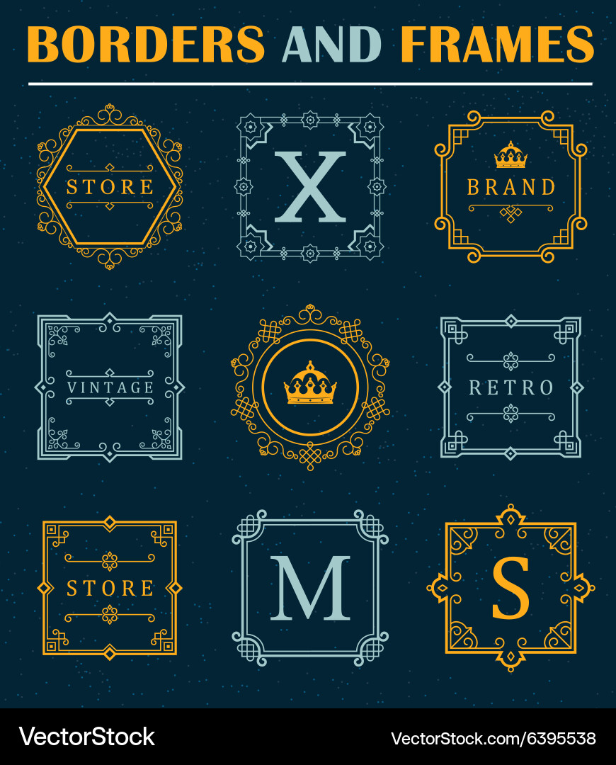 Set of luxury borders and frames Royalty Free Vector Image