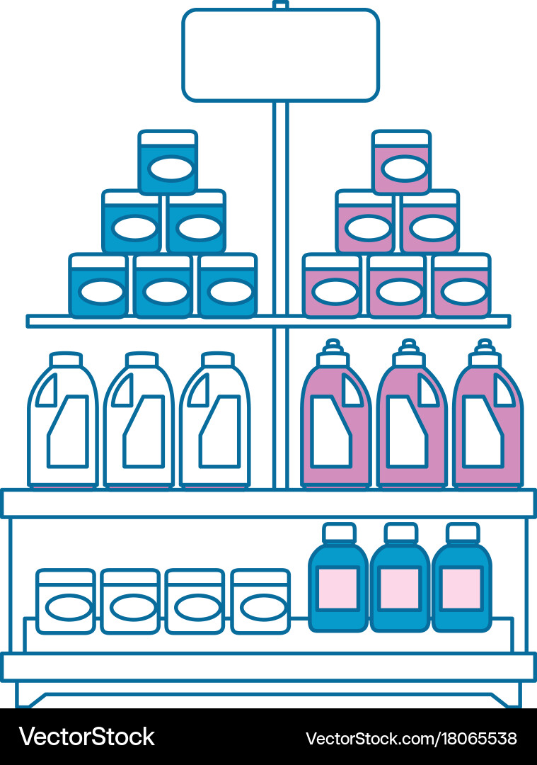 Supermarket shelf with products Royalty Free Vector Image