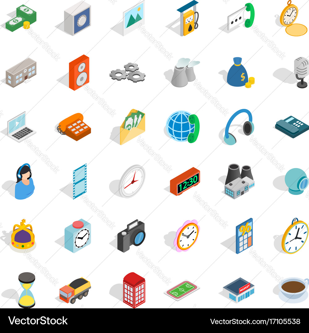 Telephone icons set isometric style Royalty Free Vector
