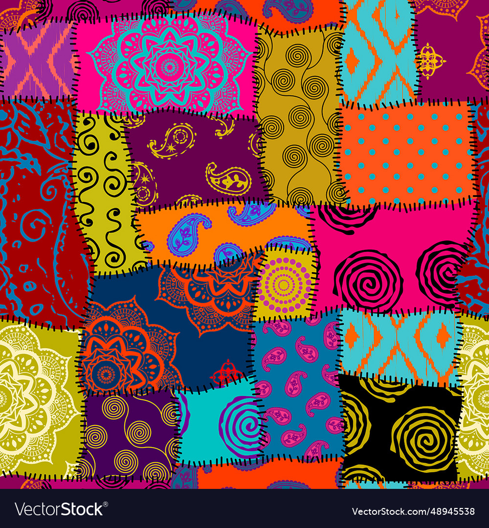 Textille patchwork pattern seamless image Vector Image