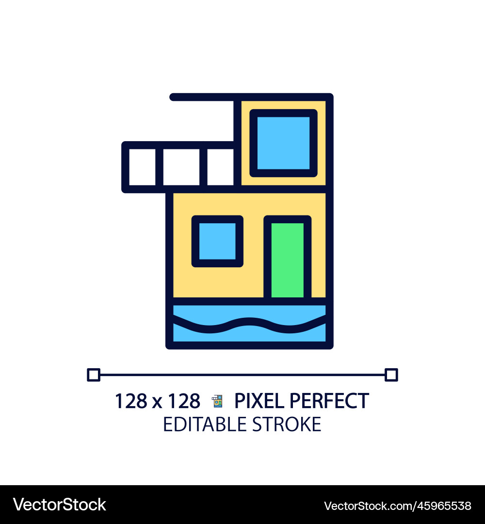 Villa pixel perfect rgb color icon Royalty Free Vector Image