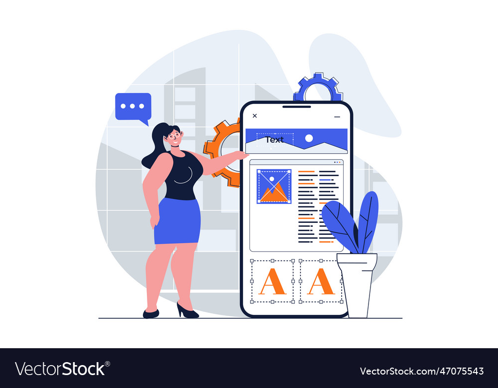 App Development Web Concept With Character Scene Vector Image