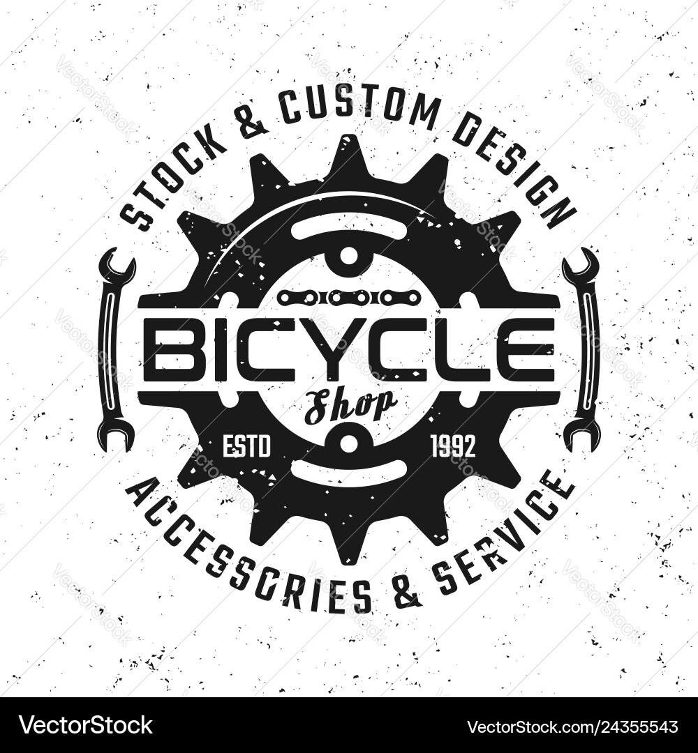 Bicycle gear round emblem badge label Royalty Free Vector