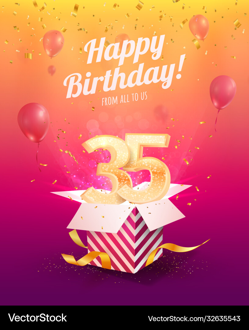 Celebrating 35 th years birthday Royalty Free Vector Image