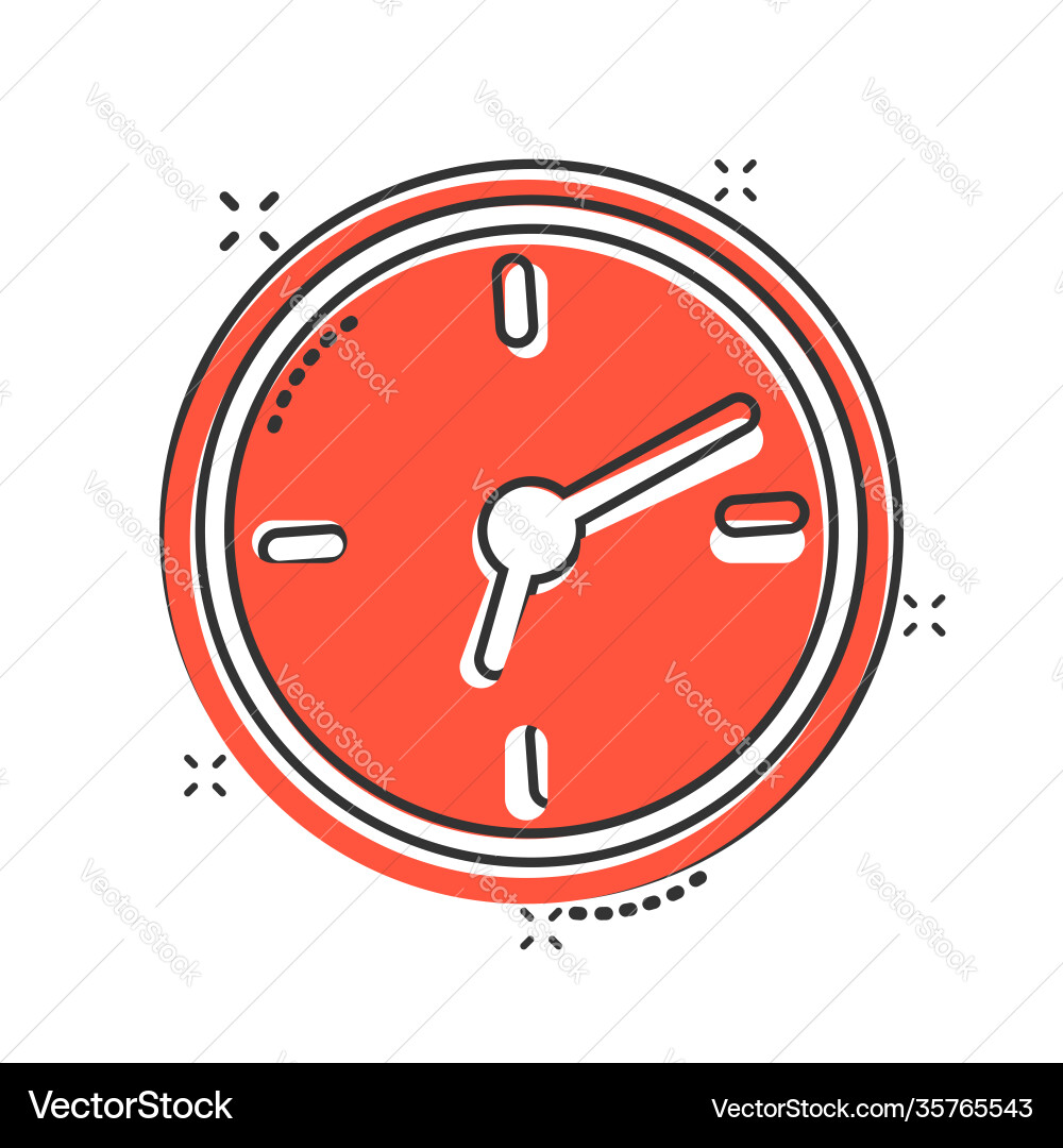 Clock icon in comic style watch cartoon on white Vector Image