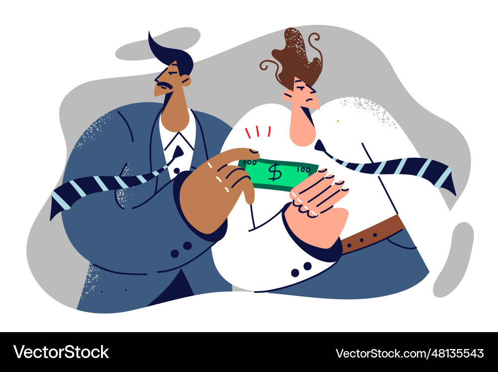 Corrupt business man receives bribe from partner Vector Image