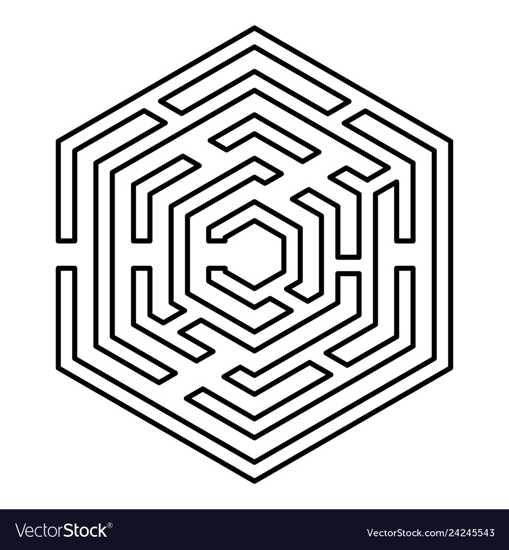 Hexagonal maze hexagon labyrinth with six Vector Image