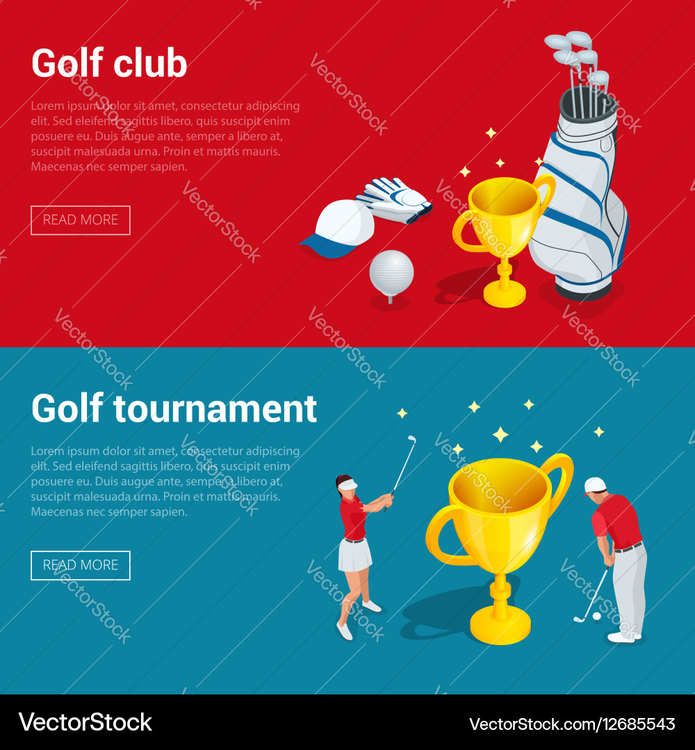 Horizontal golf club banners with car course Vector Image