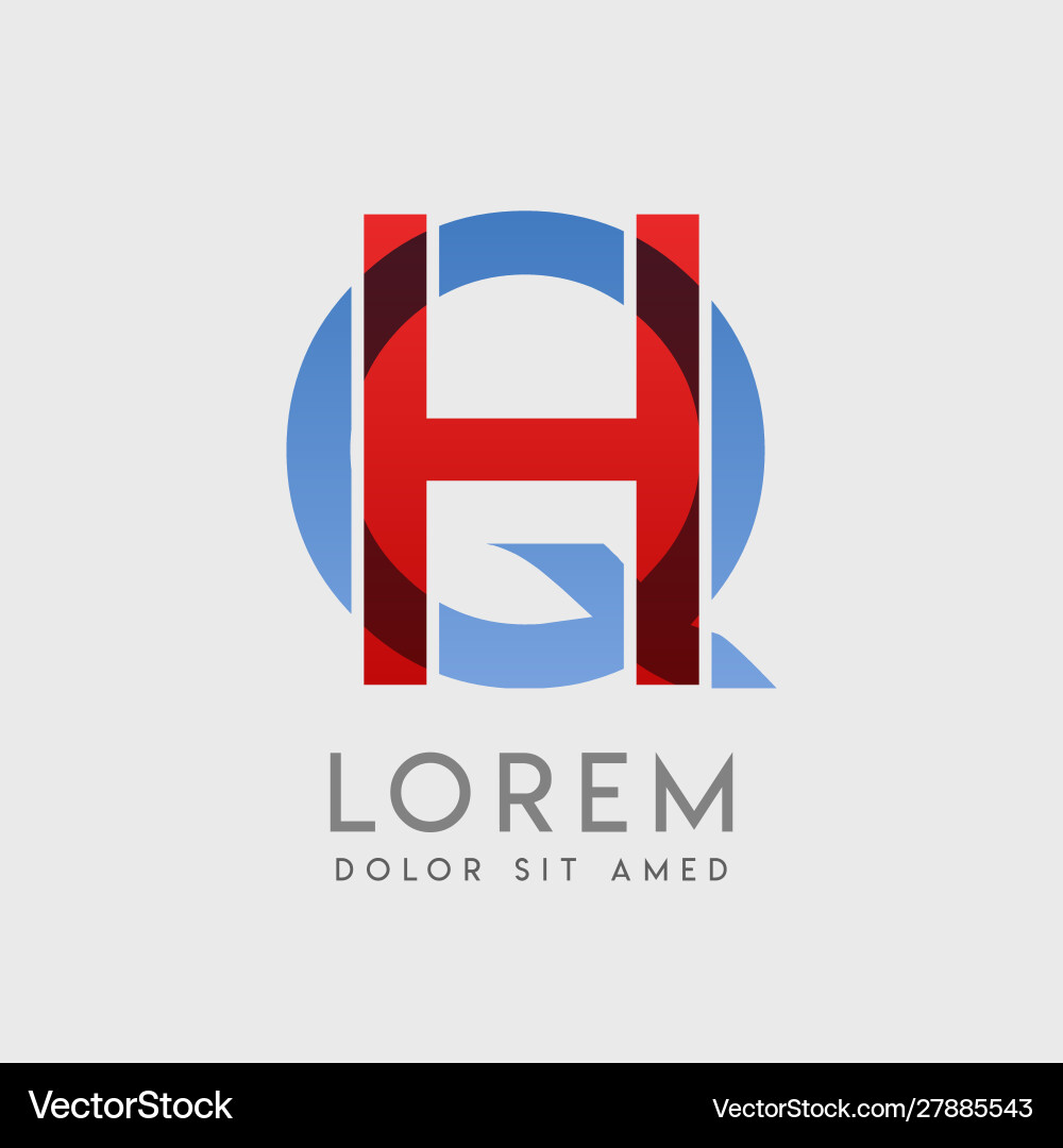 Hq logo letters with blue and red gradation Vector Image