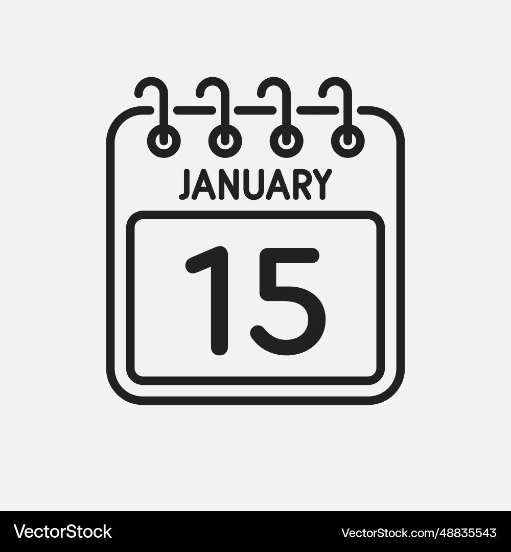 Icon page calendar day - 15 january Royalty Free Vector
