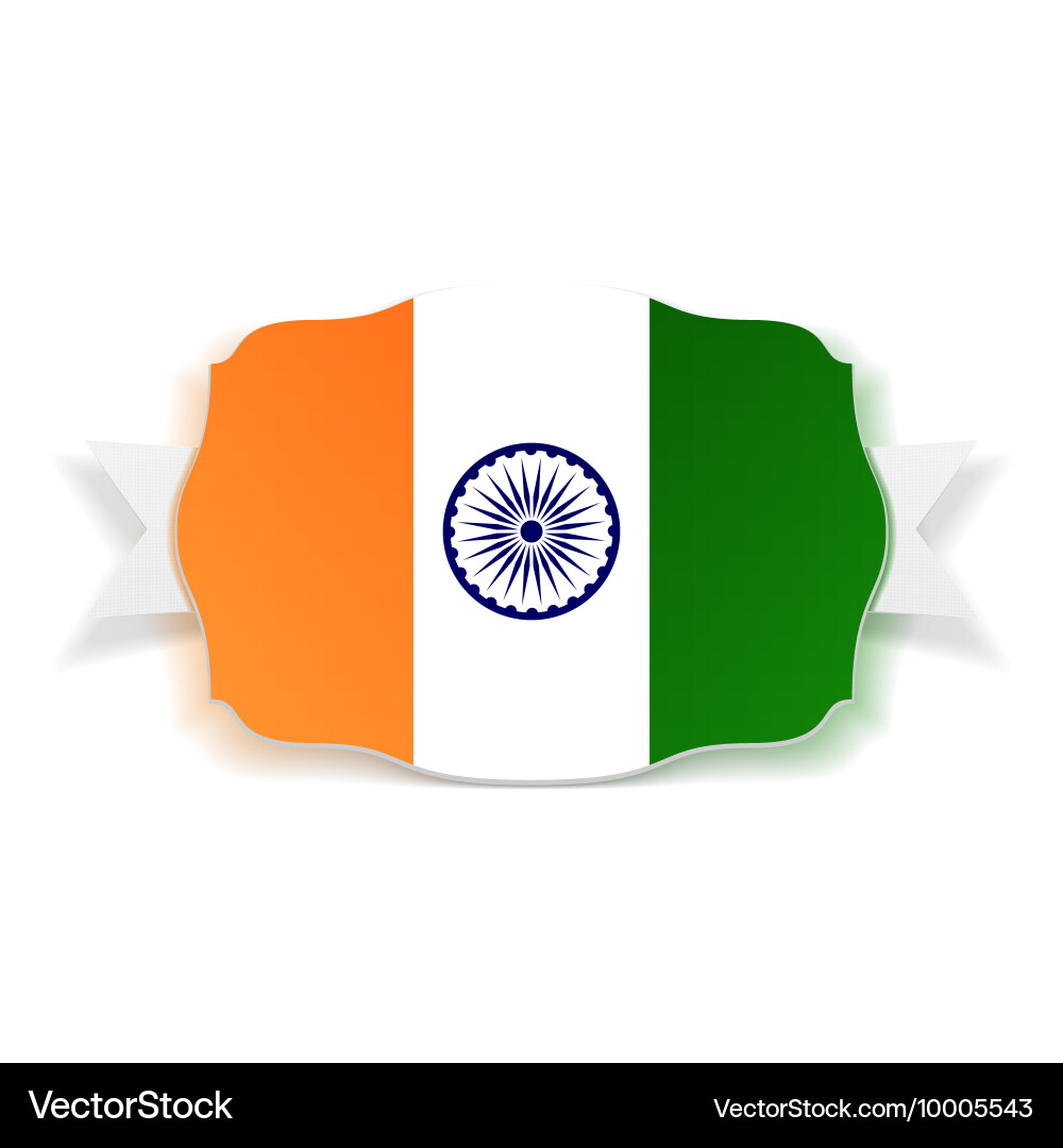 India flag banner with ribbon Royalty Free Vector Image
