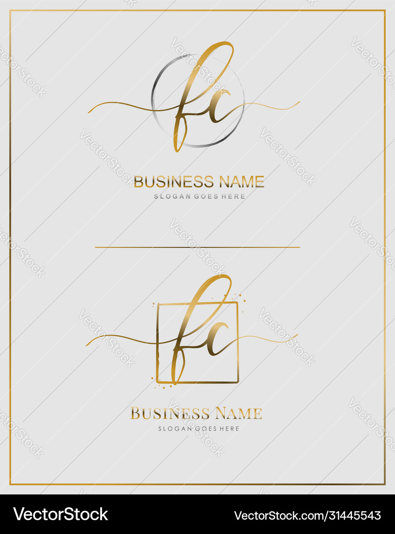 Initial f c fc handwriting logo letter Royalty Free Vector