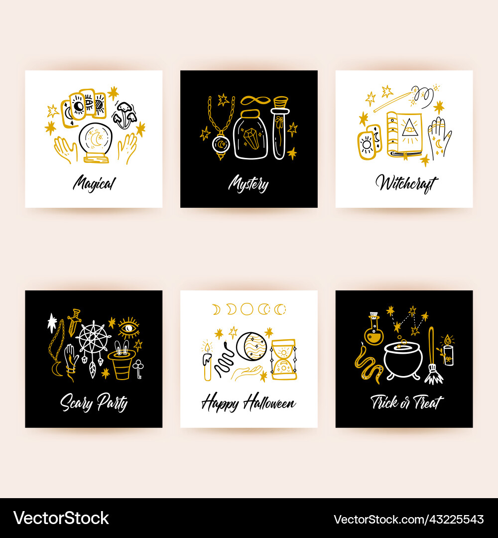 Magic doodle postcards Royalty Free Vector Image