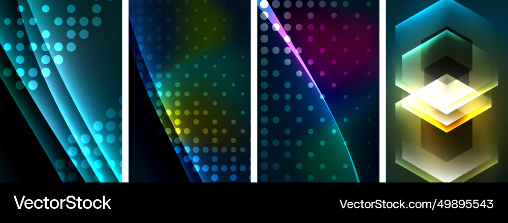 Neon glittering glowing light geometric shapes Vector Image