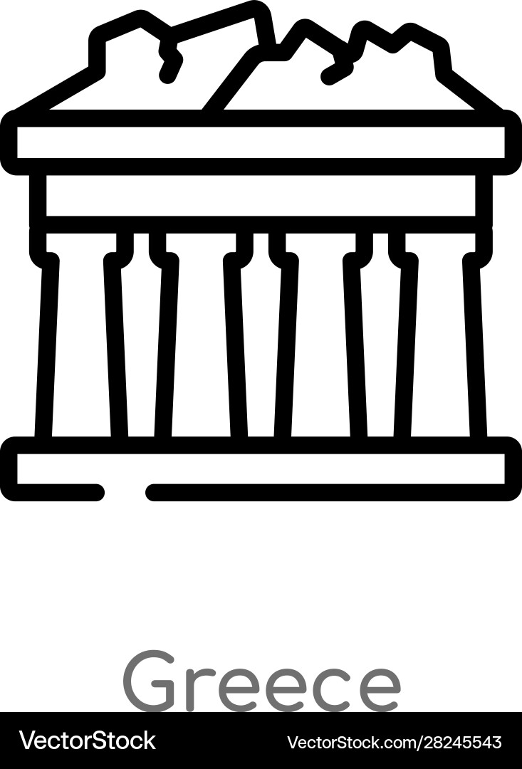Outline greece icon isolated black simple line Vector Image