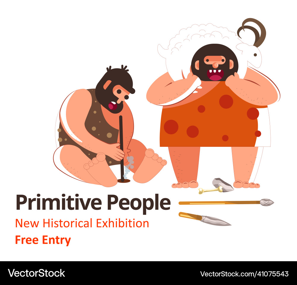 Primitive people new historical exhibition Vector Image