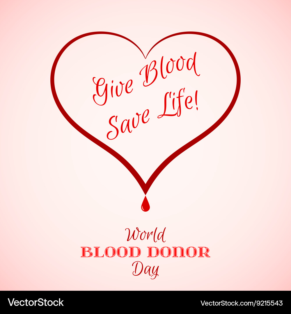 Red heart with blood drop with inscription Vector Image