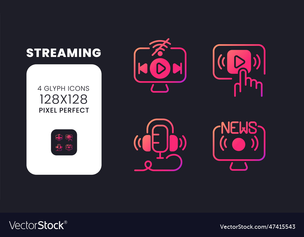 Streaming pink solid gradient desktop icons Vector Image