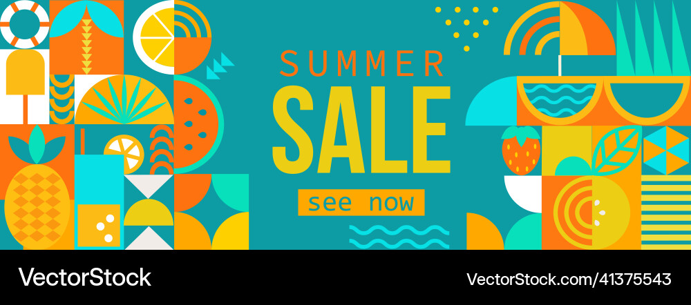 Summer sale horizontal geometric banner Royalty Free Vector