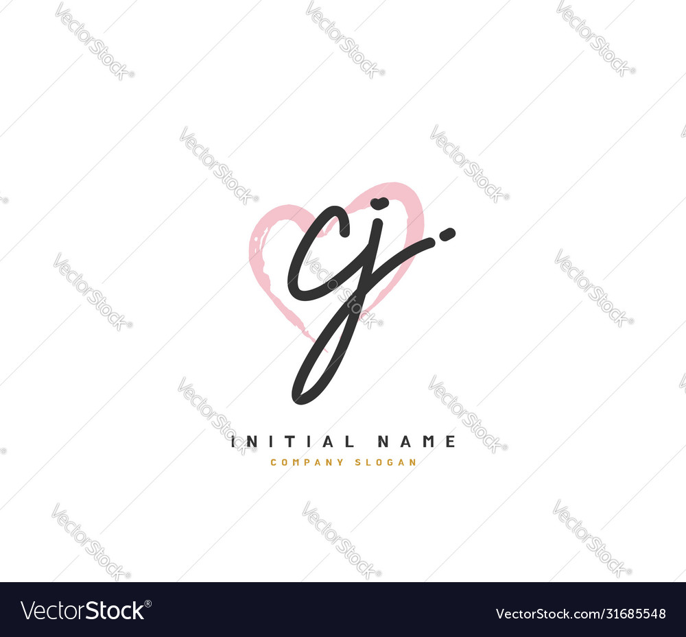 C j cj beauty initial logo handwriting Royalty Free Vector