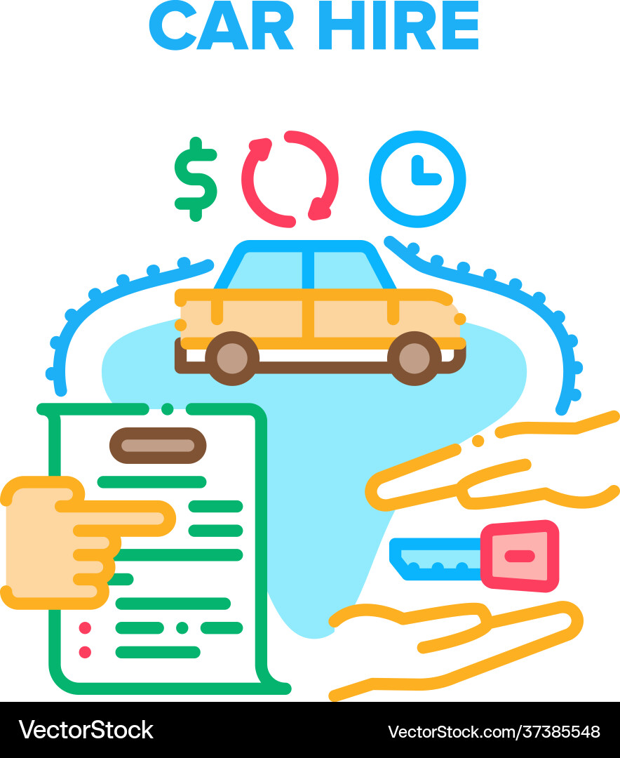 Car hire service concept color Royalty Free Vector Image