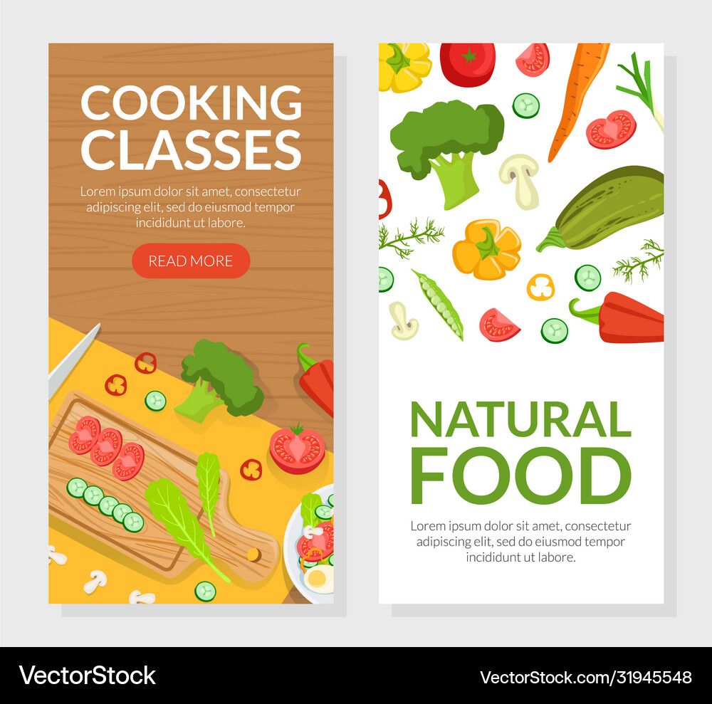 Cooking classes natural food landing page Vector Image