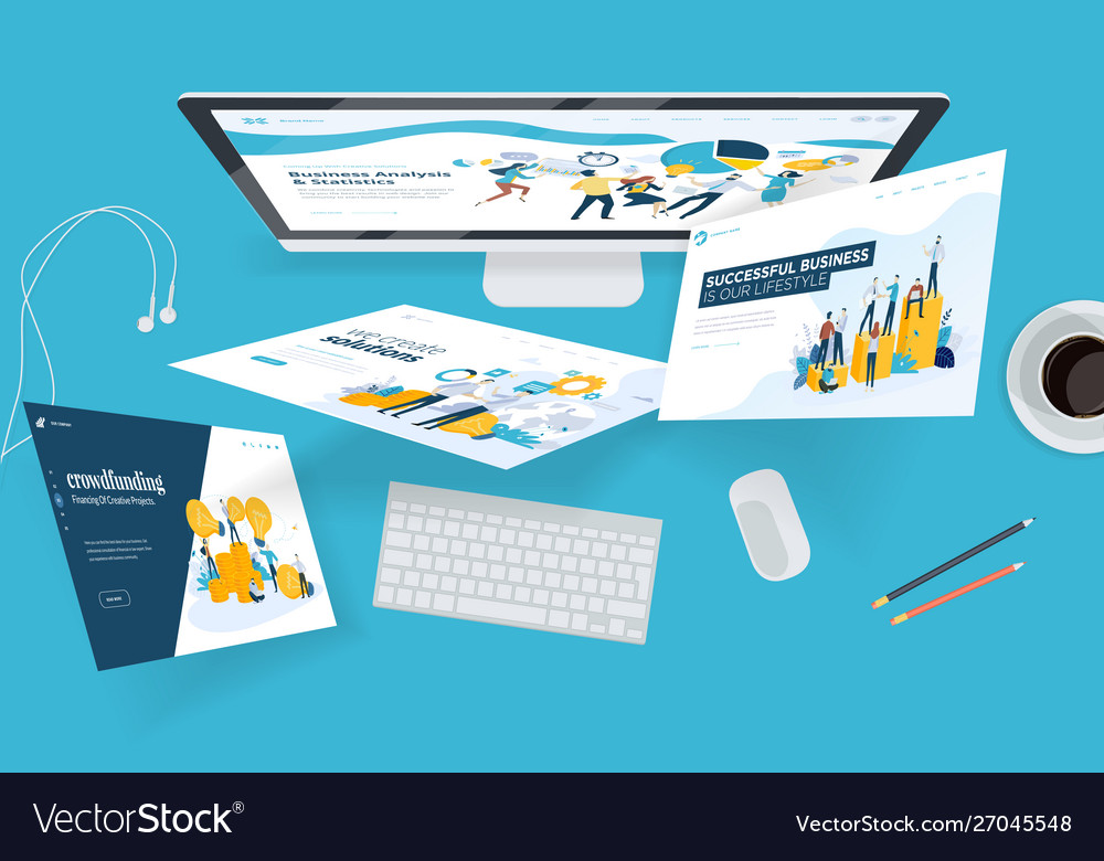 Creative workspace concept Royalty Free Vector Image