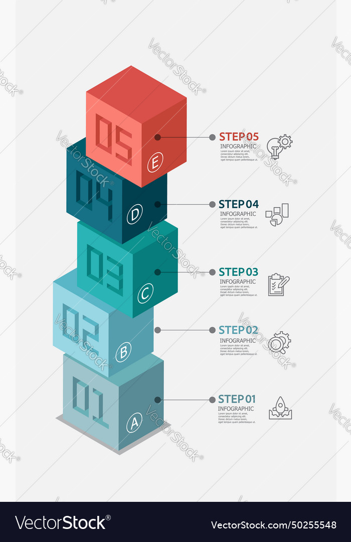Cube isometric infographics timeline element Vector Image Cube isometric infographics timeline element Vector Image