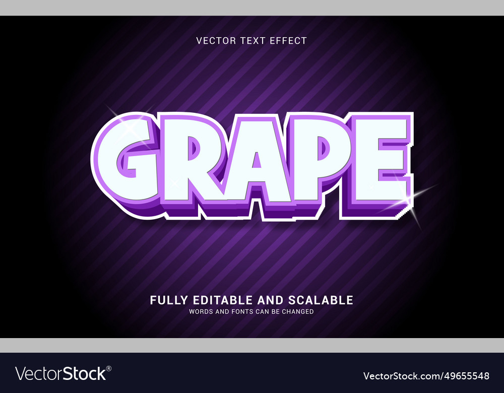 Editable text effect grape style Royalty Free Vector Image