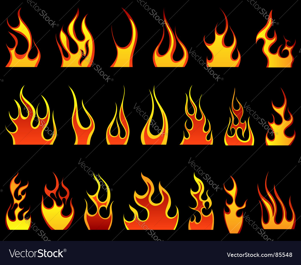 Fire patterns set Royalty Free Vector Image - VectorStock