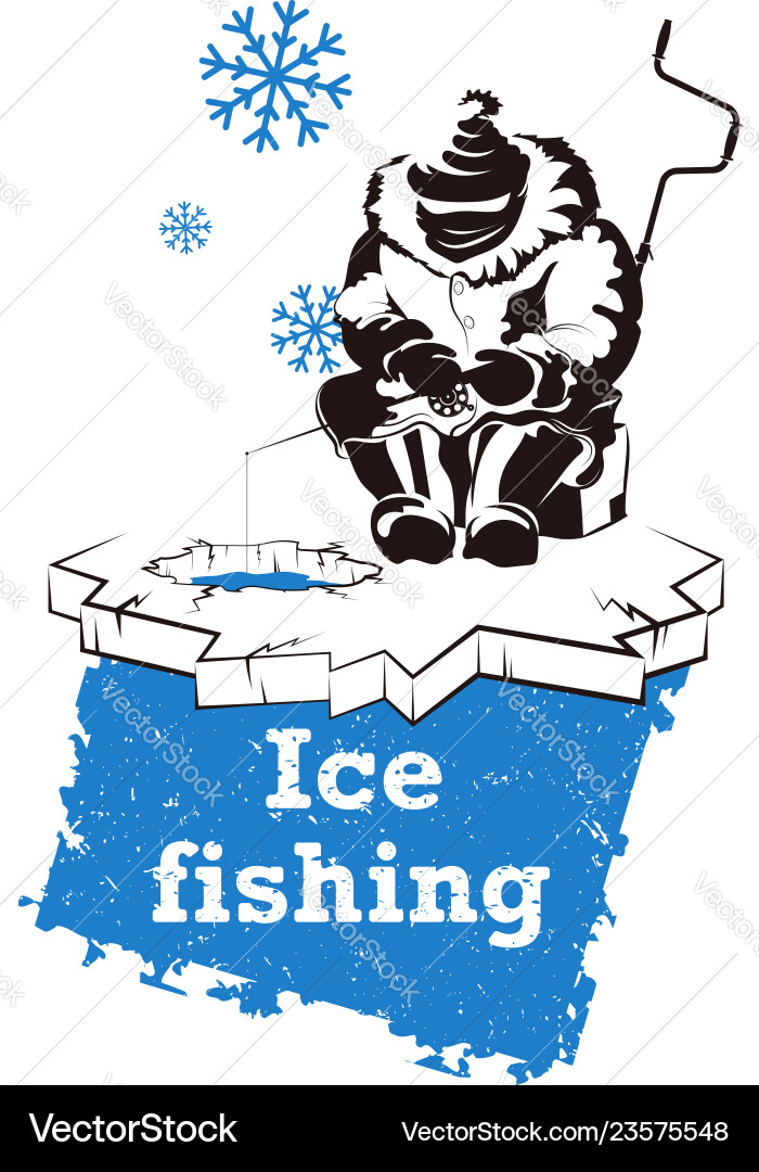 Fisherman on ice fishing Royalty Free Vector Image