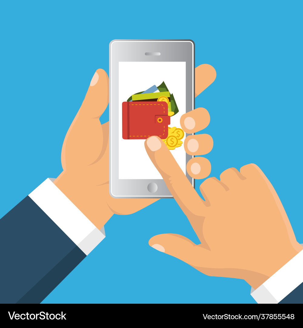 Flat cartoon style send money via Royalty Free Vector Image