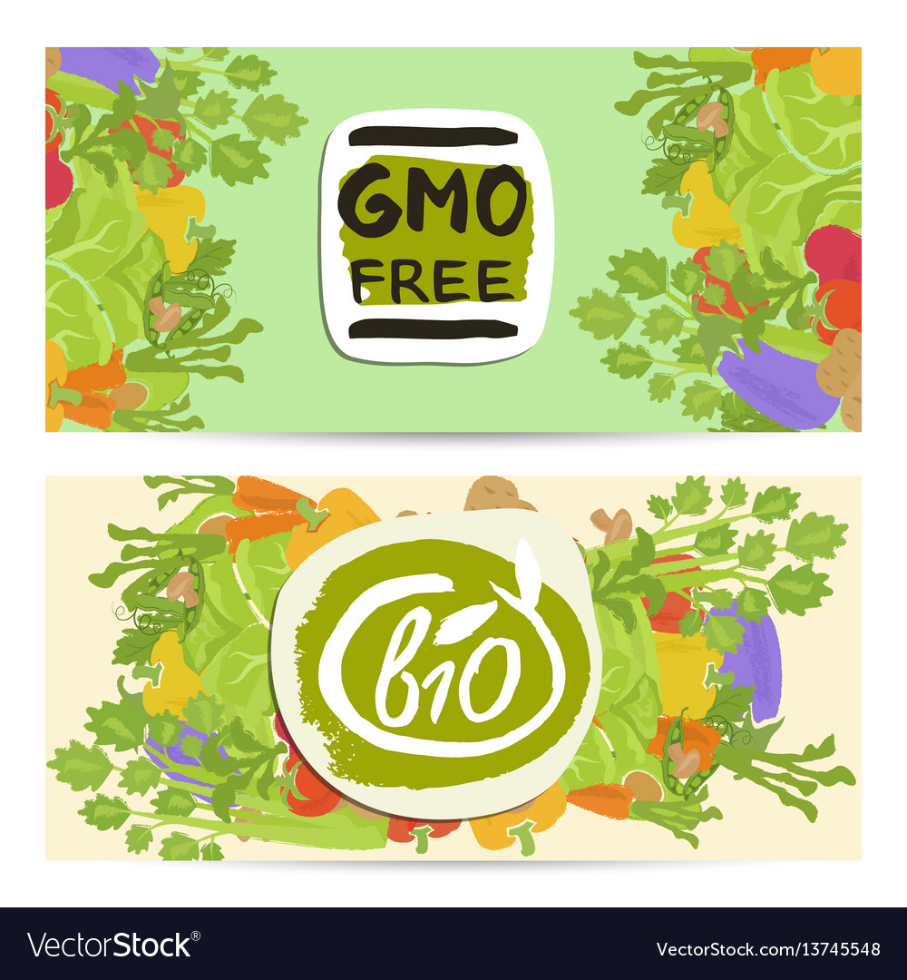 Gmo free horizontal flyers set Royalty Free Vector Image