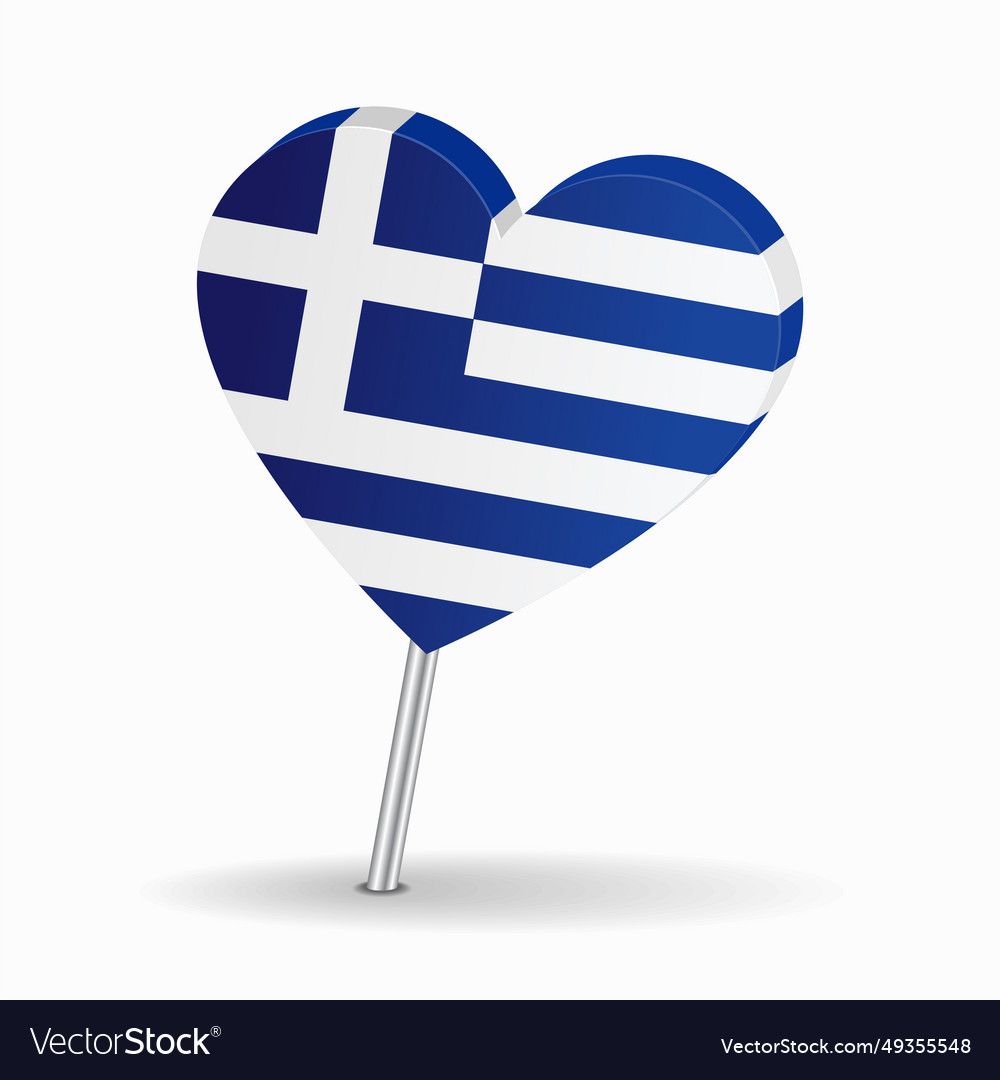 Greek flag heart-shaped map pointer layout Vector Image