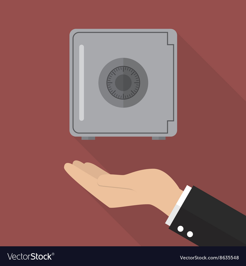 Hand with safe flat icon Royalty Free Vector Image