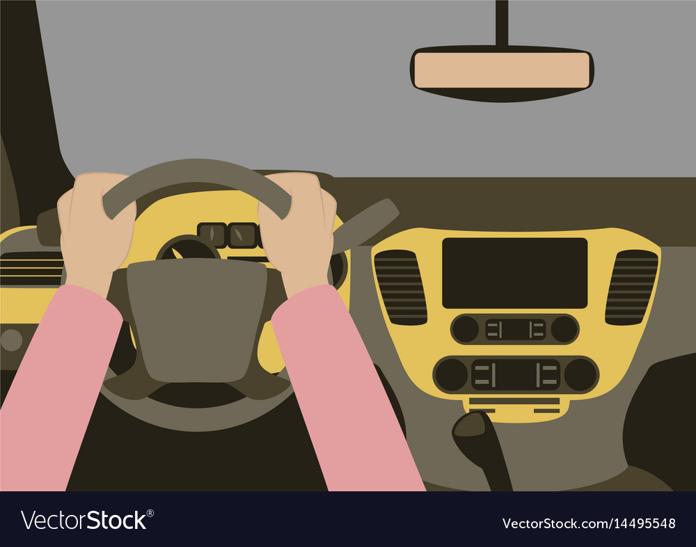 Human hands driving a car Royalty Free Vector Image