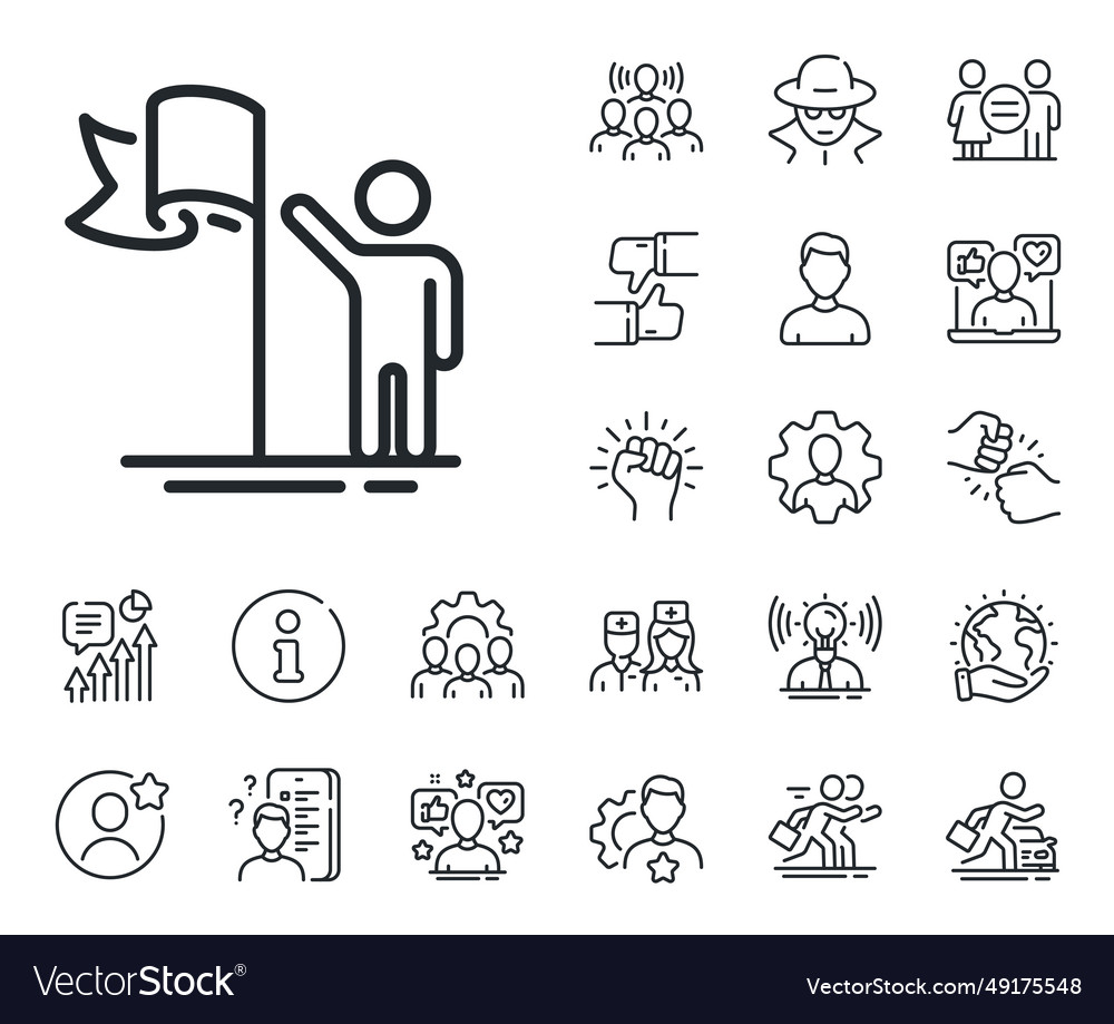 Leadership line icon success flag sign Royalty Free Vector