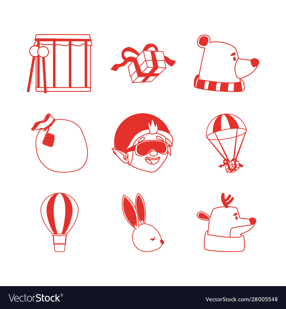 Merry christmas icon set design Royalty Free Vector Image