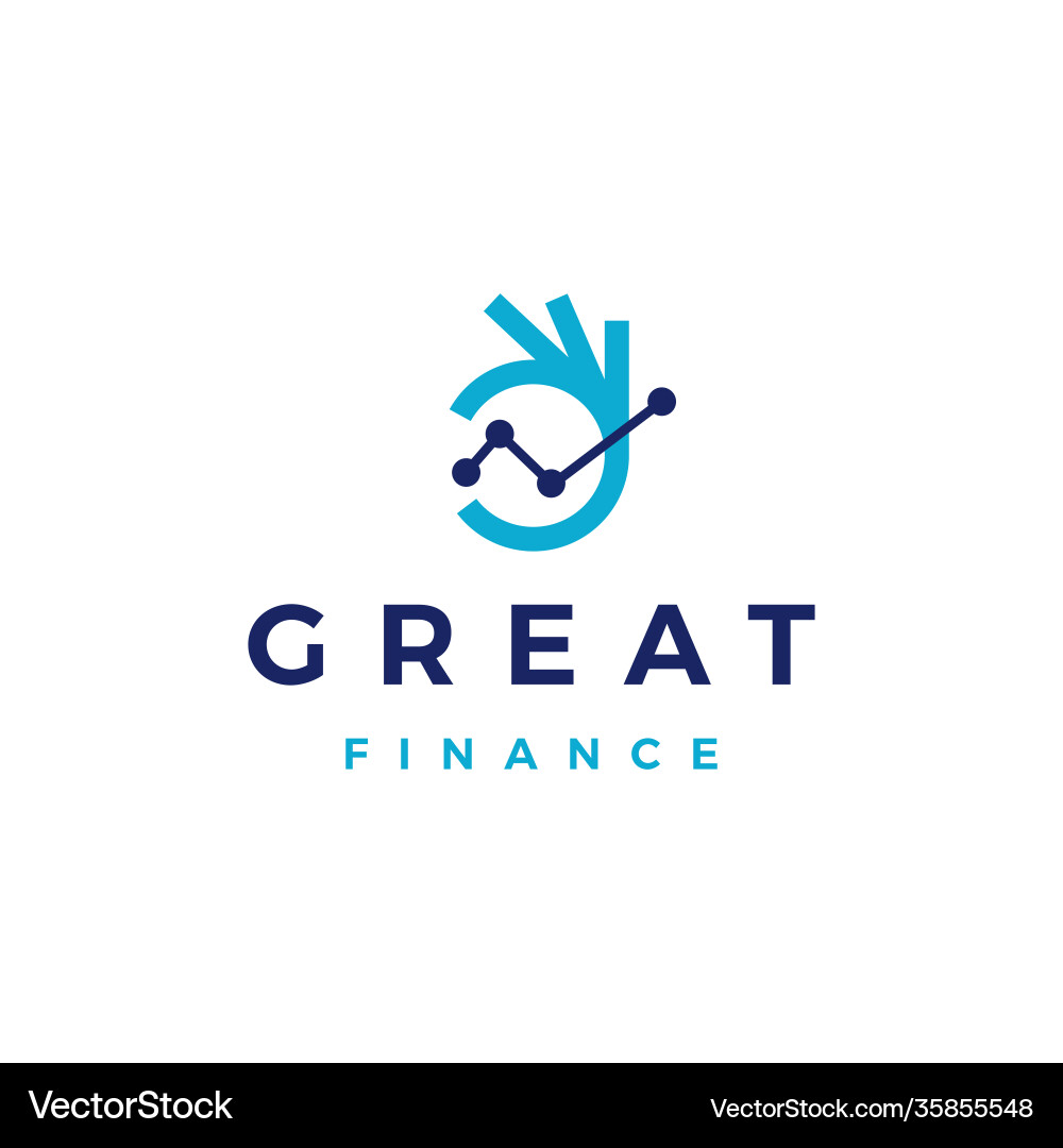Ok hand finance graph chart hand gesture logo icon